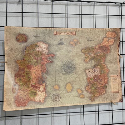 World of Warcraft Map Poster, Azeroth Map Wall Art, Shadowlands Print ...