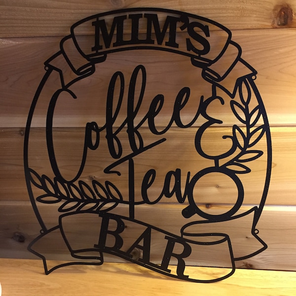 Personalized Metal Sign Coffee & Tea Bar Sign Custom Laser Cut Name ...
