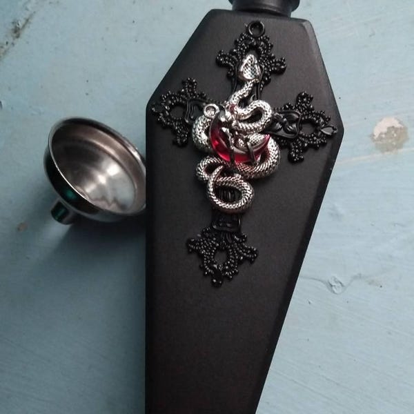Alchemist's Coffin Flask - Obsidian Cross & Serpent of Eternal Wisdom ...
