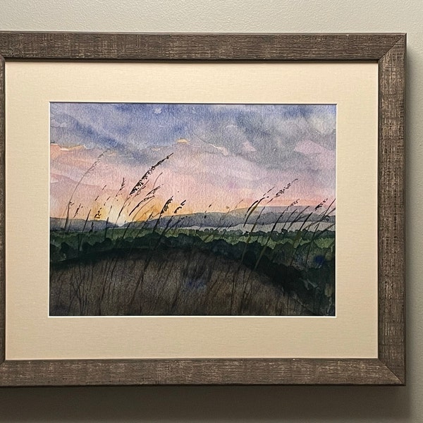 Watercolor Landscape- Prairie Sunset- Art Print - Etsy