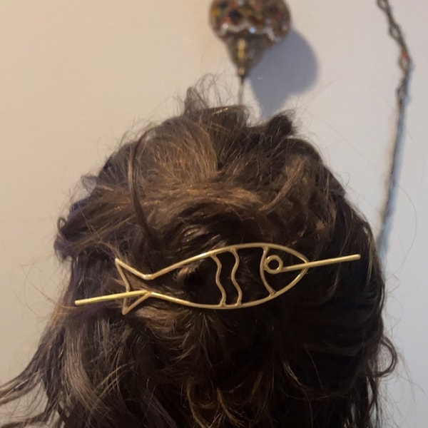 Handmade Sardine Hair Slide Hair Pin Brass Fish Hair Clip Tinned Fish ...