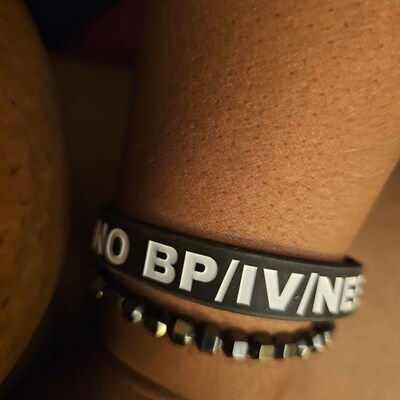 Lymphedema Alert No BP IV Medical ID Pink Ribbon Stainless Steel Mesh ...