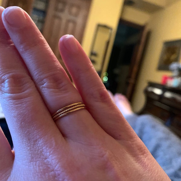 Minimalist Ring/ Thread of Gold Bands/stackable Handmade/dainty/twisty ...