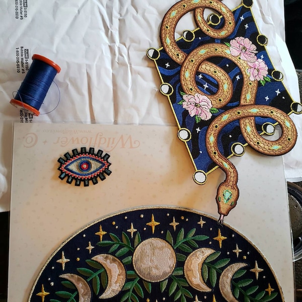Moon Phases Large Back Patch - Iron on Embroidered Patches for Jackets ...
