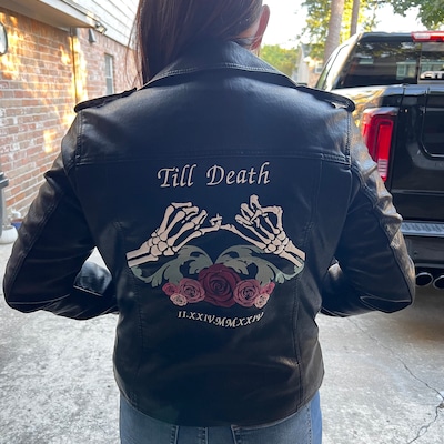 Till Death Do Us Part Black Bride Leather Jacket Bridal Cover up Black ...