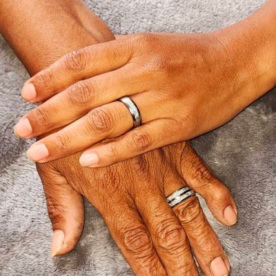 Tungsten Couple Rings Meteorite Wedding Bands Set Tungsten Wedding ...