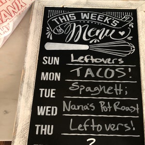 Rustic Kitchen Sign Chalkboard Menu Weekly Meal Planner - Etsy