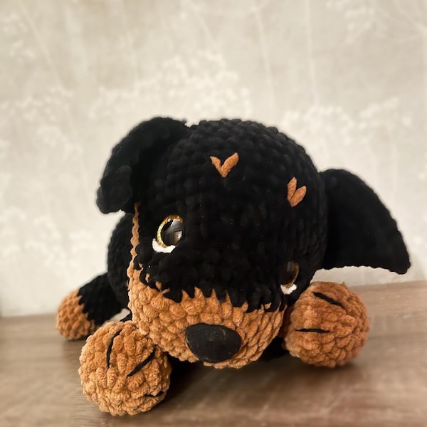 Crochet Pattern Dog/ Amigurumi Rottweiler Puppy Tutorial/ Stuffed Dog ...