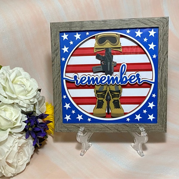 3D BATTLEFIELD CROSS SVG - Memorial Day Shadow Box Svg - Road Trip Svg ...