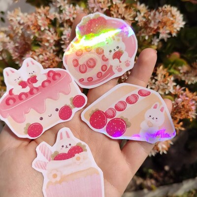 Cute Kawaii Printable Chibi Strawberry Bunny Clipart / - Etsy