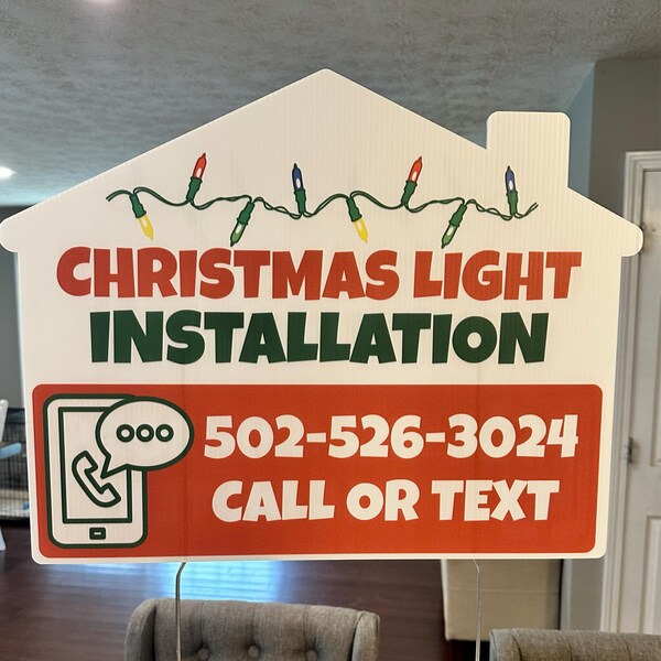 10-pack Custom Christmas Light Installation Yard Signs, Two-sided ...