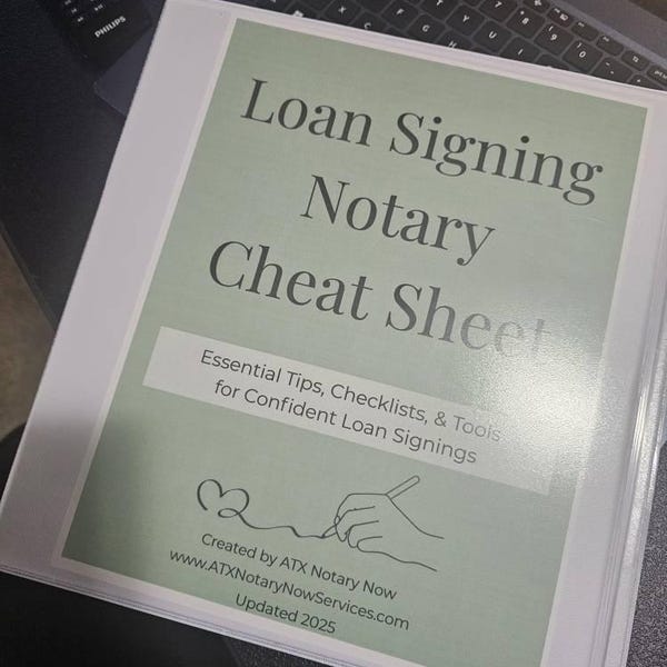 Notary Loan Signing Cheat Sheet Binder: Mobile Notary Guide (digital ...