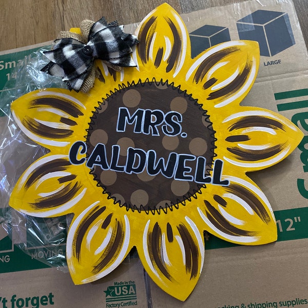Sunflower Door Hanger, Sunflower, Welcome Sign, Door Decor, Wooden Door ...