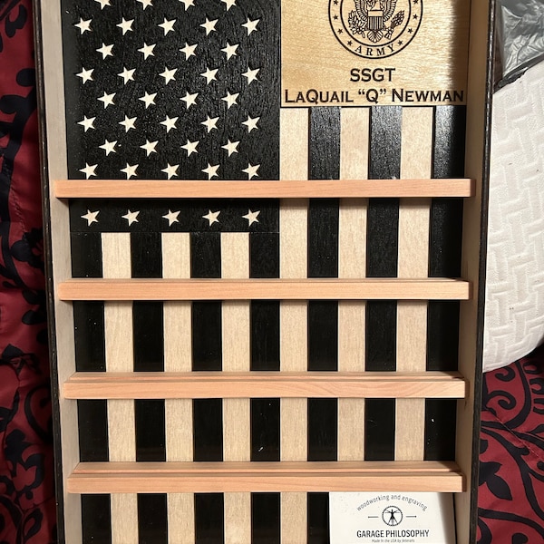 Hanging Wood Military Coin Holder, Engraved Military Coin Holder, Coin ...