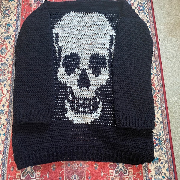Crochet Skull Cardigan Pattern Crochet Sweater Pattern TOO - Etsy