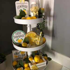 Lemon Tiered Tray Decor, Summer Tiered Tray Bundle, Lemonade Tiered ...