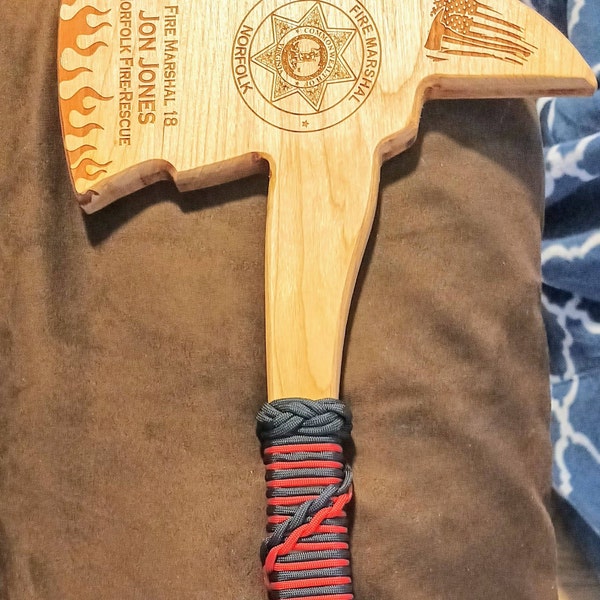 Firefighter Axe Award Gift Custom Laser Engraved-cherry Wood - Etsy