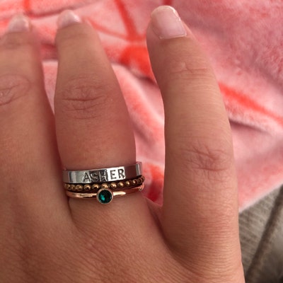 Stackable Birthstone Ring /mothers Ring / Birthstone Stacking Ring ...