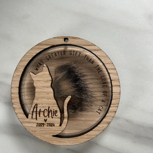 Cat Fur or Ashes Memorial Ornament, Pet Fur Keepsake, Pet Loss Gift ...