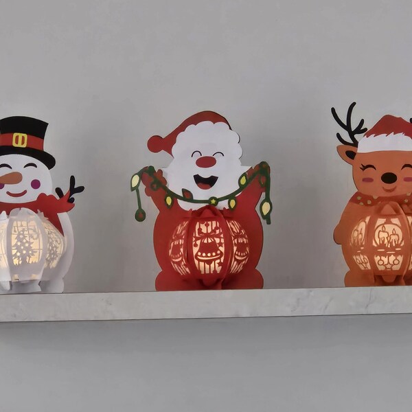 Combo 3 Christmas Lantern PDF, SVG, Studio Templates - DIY Reindeer ...