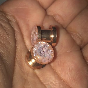 Champagne Rose Crushed Shell Rose Gold Plugs / 16g 10g 8g | Etsy