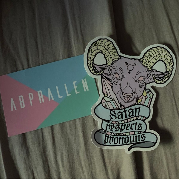 Satan Respects Pronouns Large Vinyl Sticker - Etsy