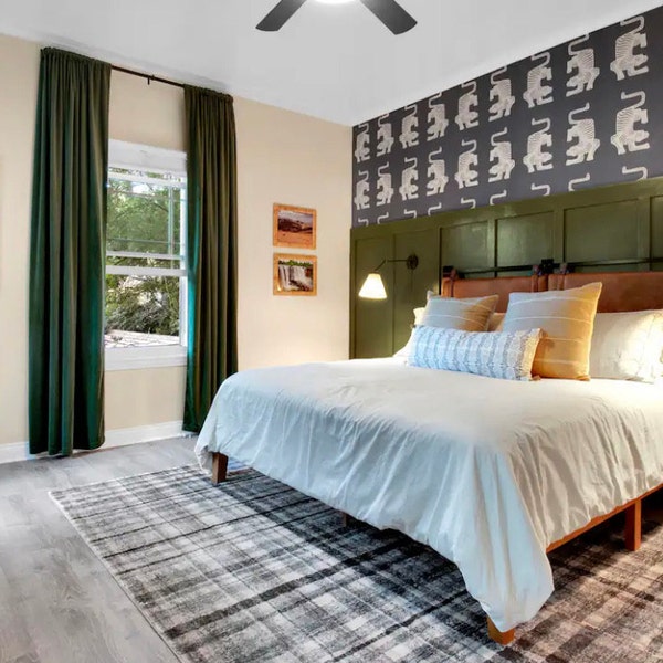 Dark Gray Tiger Wallpaper, Aztec Tiger Wallpaper, Vintage Removable ...