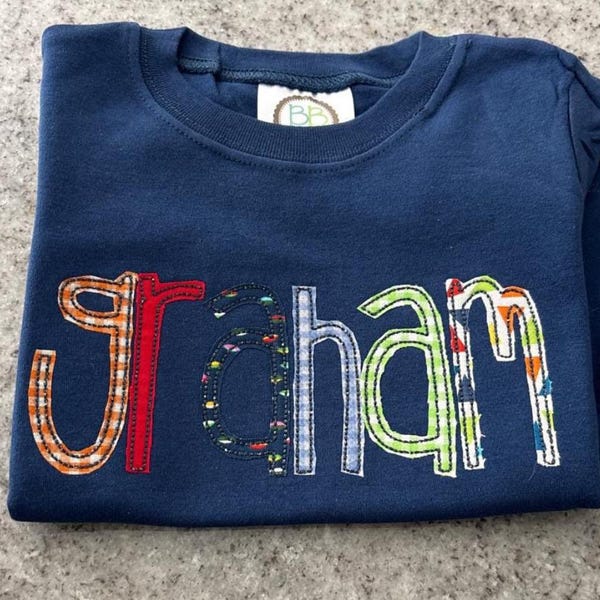 Applique Name Shirt, Custom Toddler Shirt, Kids Monogram Shirt ...