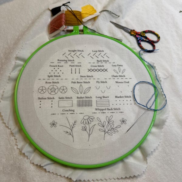 Beginner Embroidery PDF Pattern, Level 1, Basic Stitches Tutorial ...
