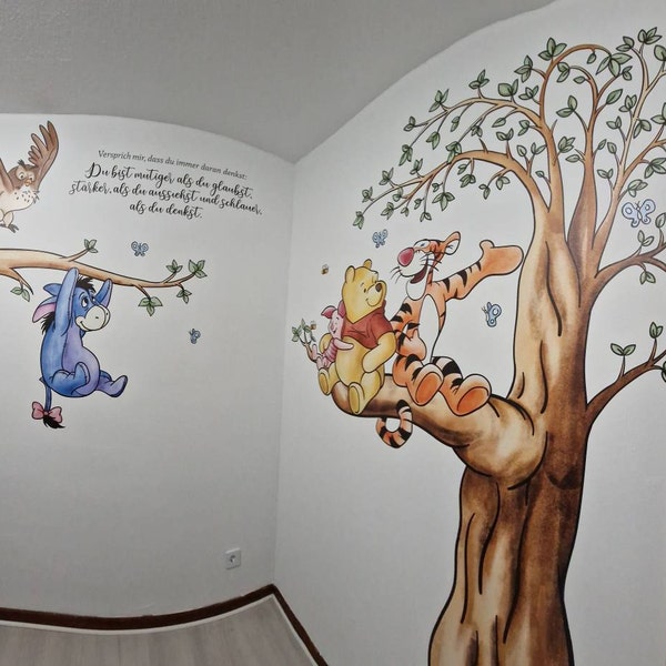Winnie the Pooh and Friends on Tree With Quote Nursery Wall Decal ...