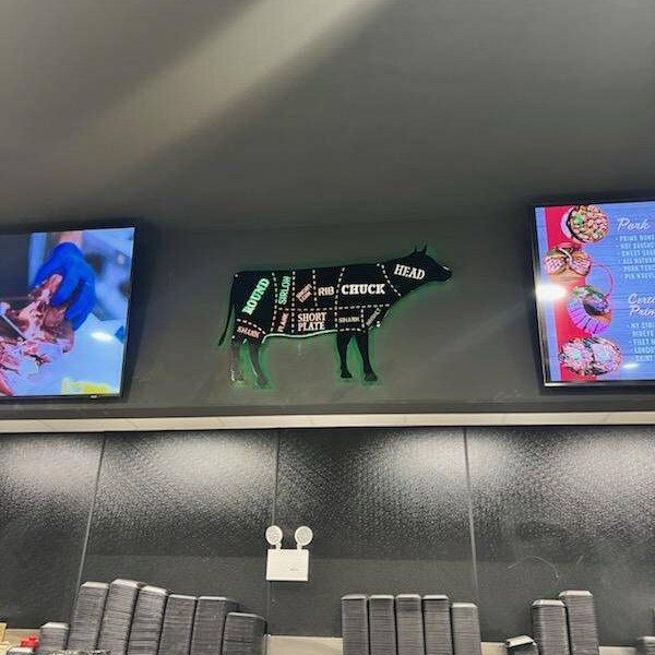 Cow Butcher Diagram Cuts of Beef Meat Metal Sign Led Light, Chef Gift ...