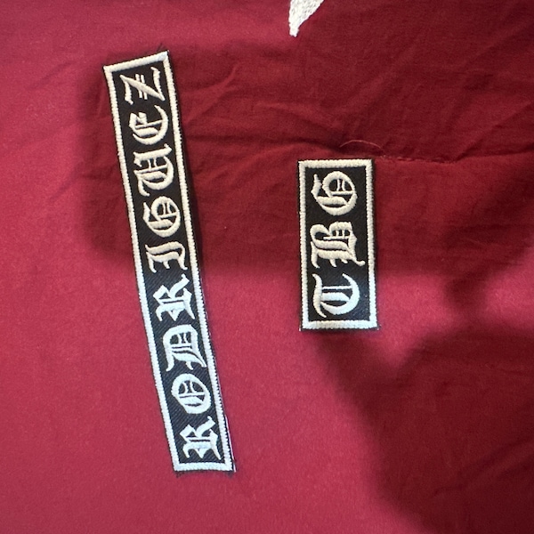 Custom Embroidered Patch Old English Name Tag Black Metal Punk LA ...