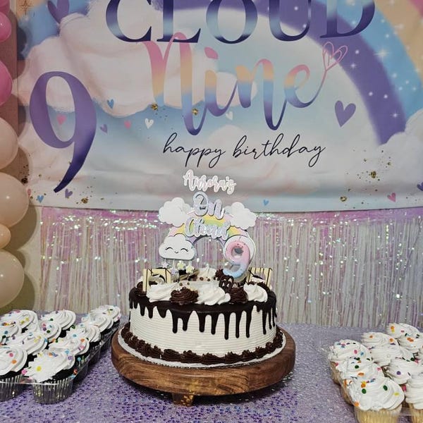 Cloud 9 Cake Topper: Pastel Rainbow Birthday Party Decor - Etsy