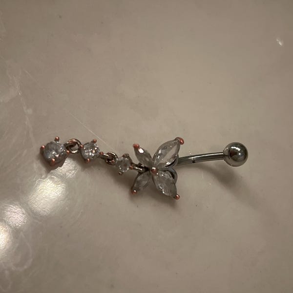 Belly Button Piercing Ring, Belly Dance Dangle Ring, Stainless Steel ...