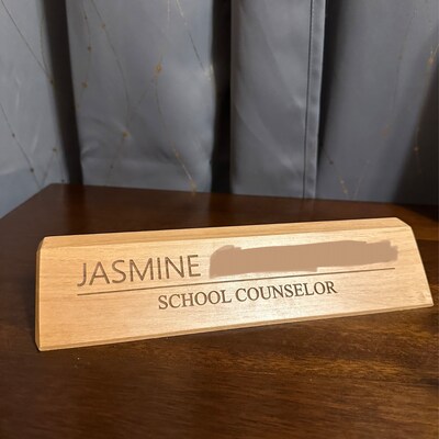 Personalized Wooden Desk Name Plate, Custom Desk Wedge, Name Plate ...