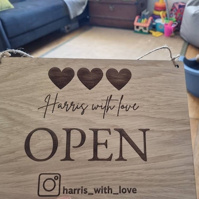 Personalised Wooden Open and Closed Sign for Business Eco-friendly 2 ...