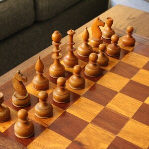 Vintage Swiss Made glass Eyed Chess Set With Marquetry Folding Chess ...