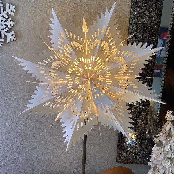 Frozen Snowflake Star Light Lantern , Folding Paper Light, Christmas ...