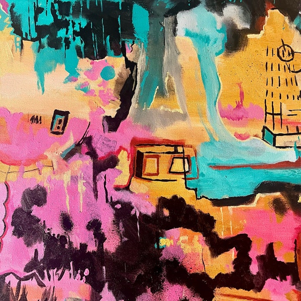 Small Abstract Art, Painting, Original Art, Black and Silver Abstract ...