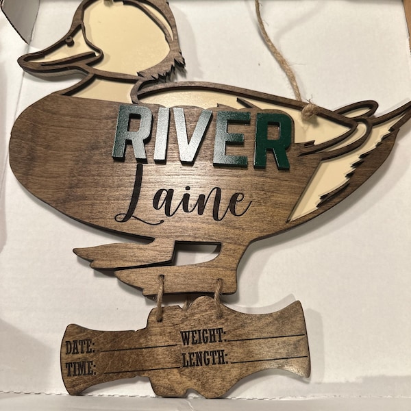Baby Boy Duck Birth Stats Sign / Nursery Announcement / Newborn ...