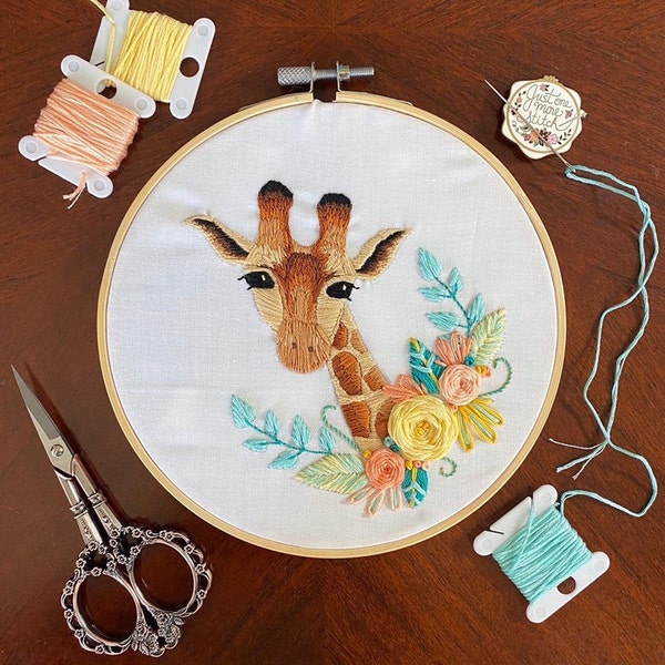 Giraffe Beginner Hand Embroidery Pattern, DIY Animal Hoop Art - Etsy
