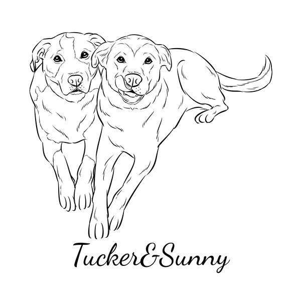 Custom Dog Outline, Dog Portrait INK, Pet Tattoo Commission, Line Art ...
