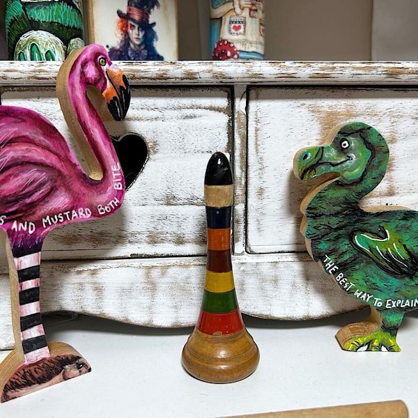 Hand Painted Alice in Wonderland Wooden Mushroom and Pebble Gift Set ...