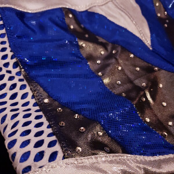 Royal Blue Shattered Glass W/ Holographic Foil Spandex Fabric | (4 Way ...