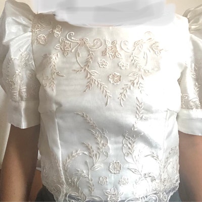FILIPINIANA EMBROIDERED KIMONA With Puff Sleeves Maria Clara Philippine ...