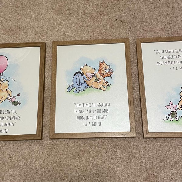 Set of 3 Classic Winnie-the-pooh Nursery Art Prints, Gender Neutral ...