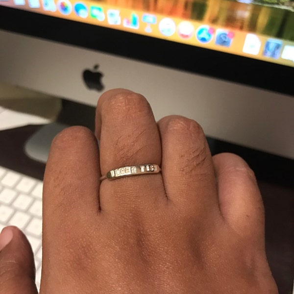 Stackable Name Ring Initial Ring Silver Id Ring Gold Stacking Ring ...