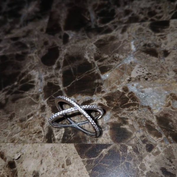 14k Gold Cross Ring Solid Gold Diamond Criss Cross Ring Gold X Ring ...