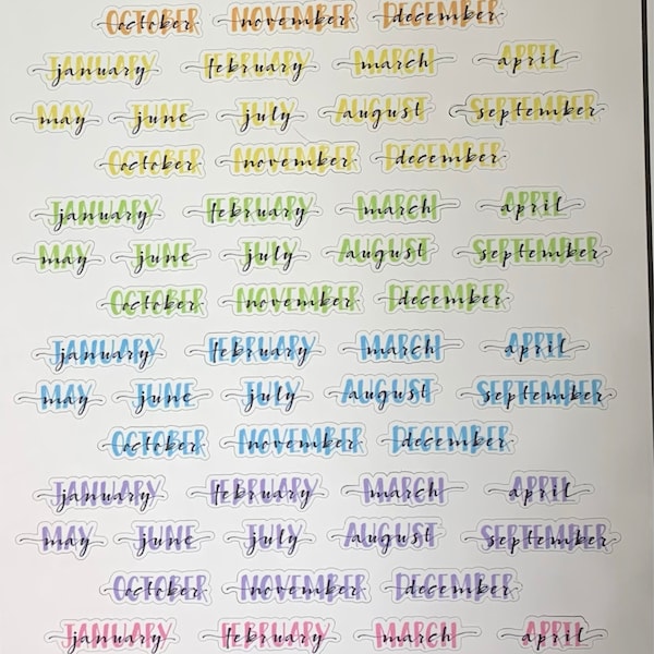 Months Script, Printable Planner Stickers - Etsy