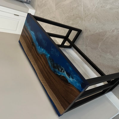 Wood Epoxy Coffee Table, Large Oak Coffee Table, Farmhouse Table ...